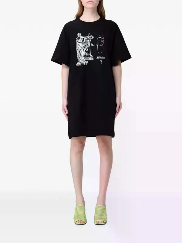 Moschino Graphic-print Mini T-shirt Dress - Black