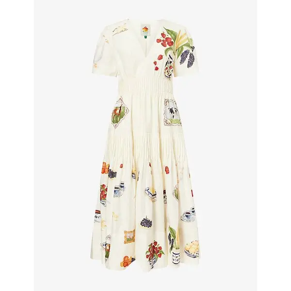 Farm Rio Country Table Printed Cotton Midi Dress - Multi