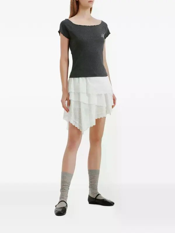 B+AB Embellished Lettuce Trim T-shirt - Grey