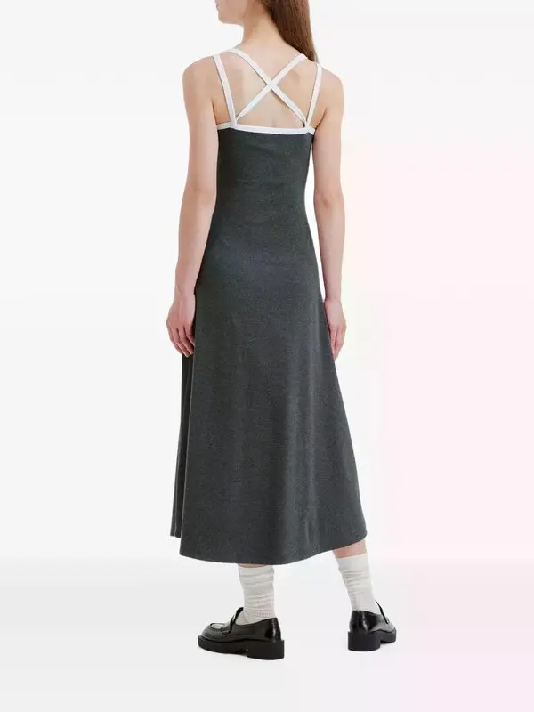 B+AB Charcoal Criss-cross Strap Midi Dress - Grey