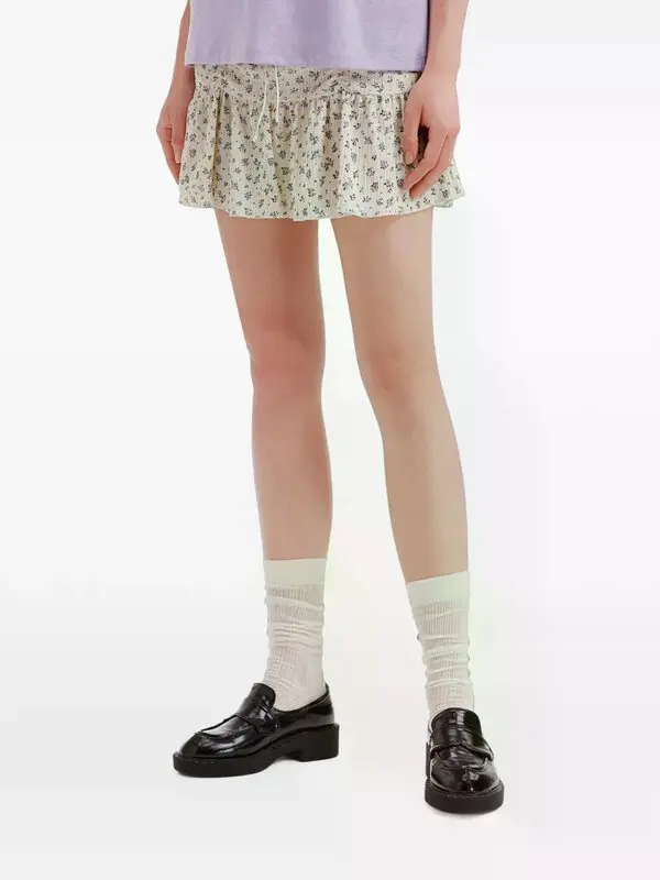 B+AB Floral Print Crinkled Ruched Skirt