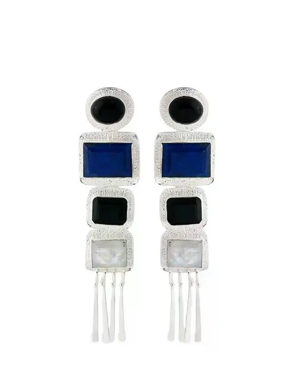 Boheme Nefertiti Gemstone-embellished Drop Earrings - Silver