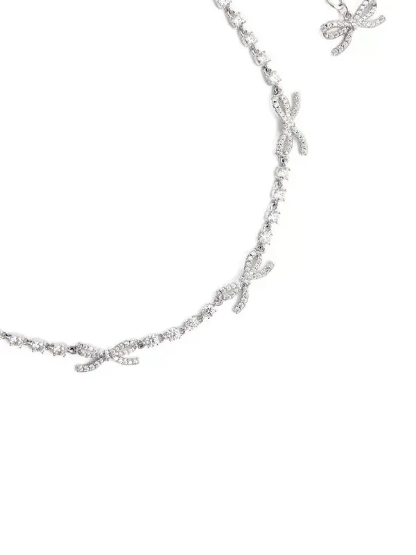 SELF-PORTRAIT Crystal-embellished Bow Necklace
