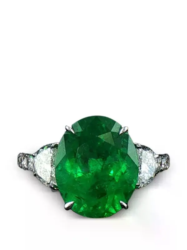 HYT JEWELRY Emerald And Diamond Ring In 18k White Gold - Silver