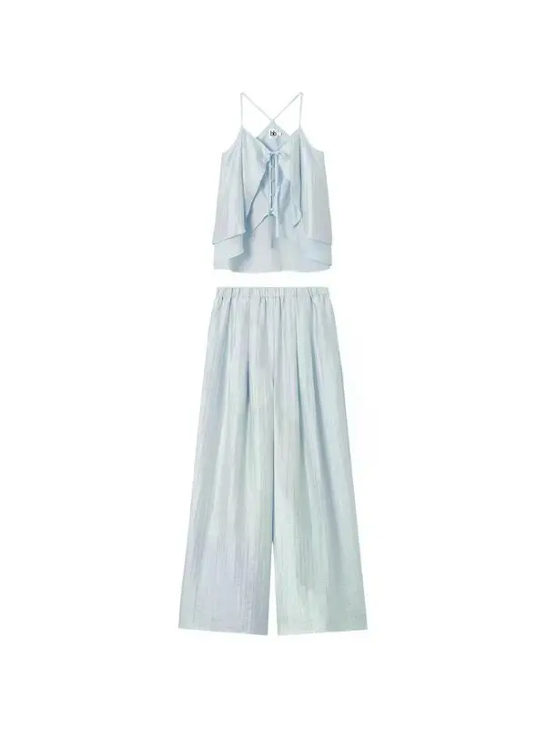B+AB Ruffled Button-front Jumpsuit - Blue