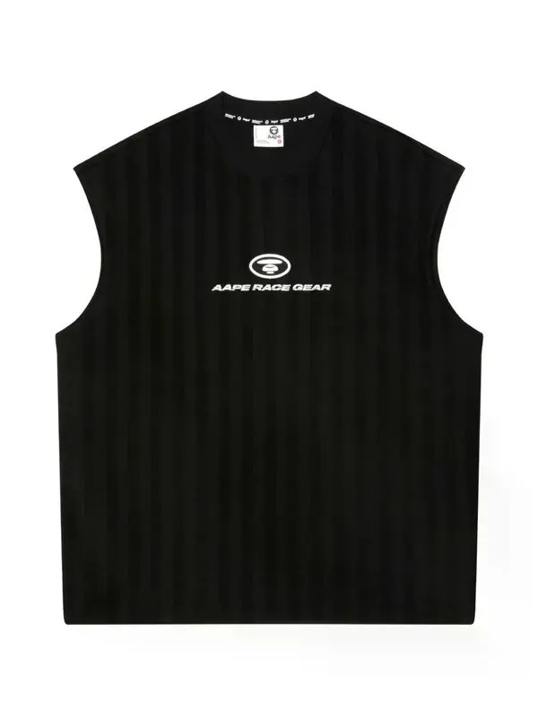 AAPE BY *A BATHING APE Moonface Logo-patch Panelled Tank Top - Black