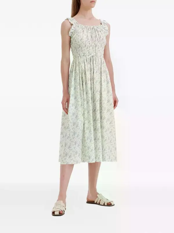 B+AB Floral Print Ruffled Dress - White