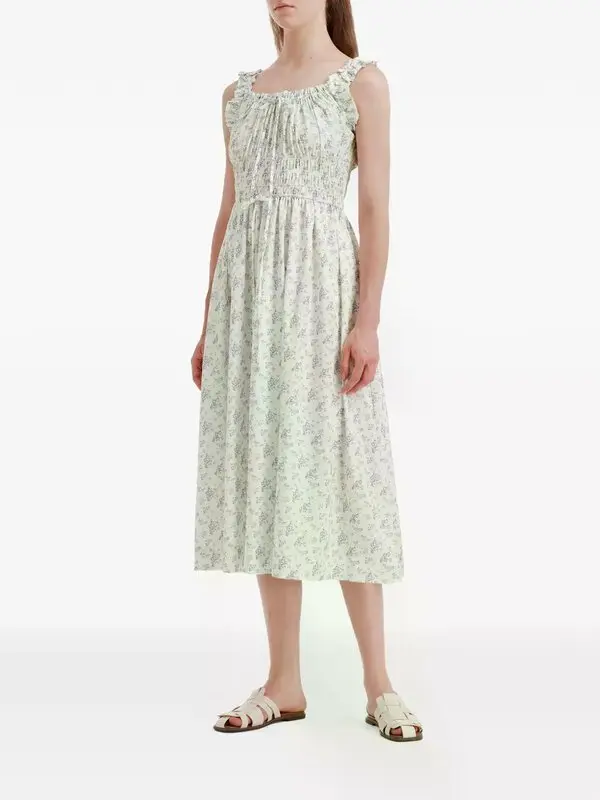 B+AB Floral Print Ruffled Dress - White