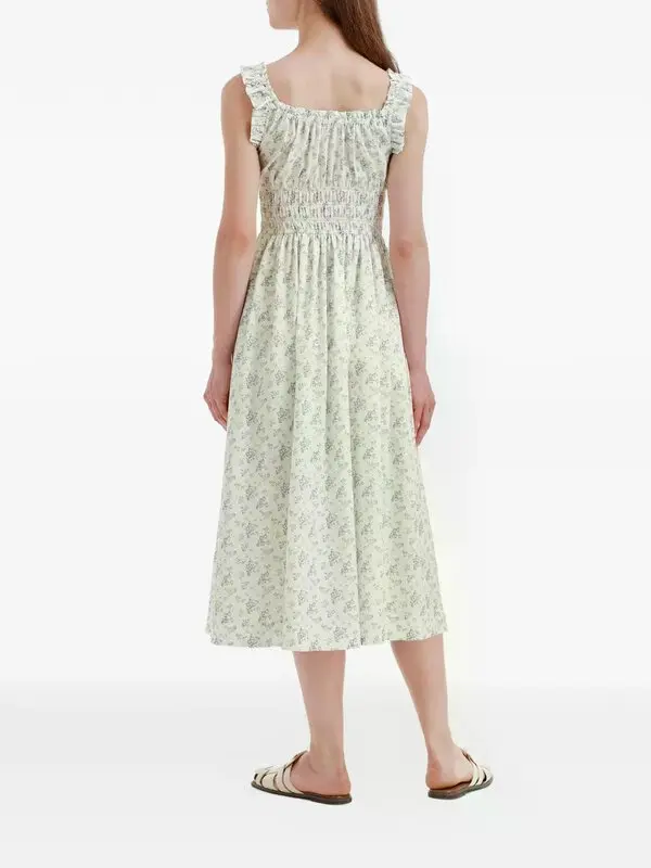 B+AB Floral Print Ruffled Dress - White