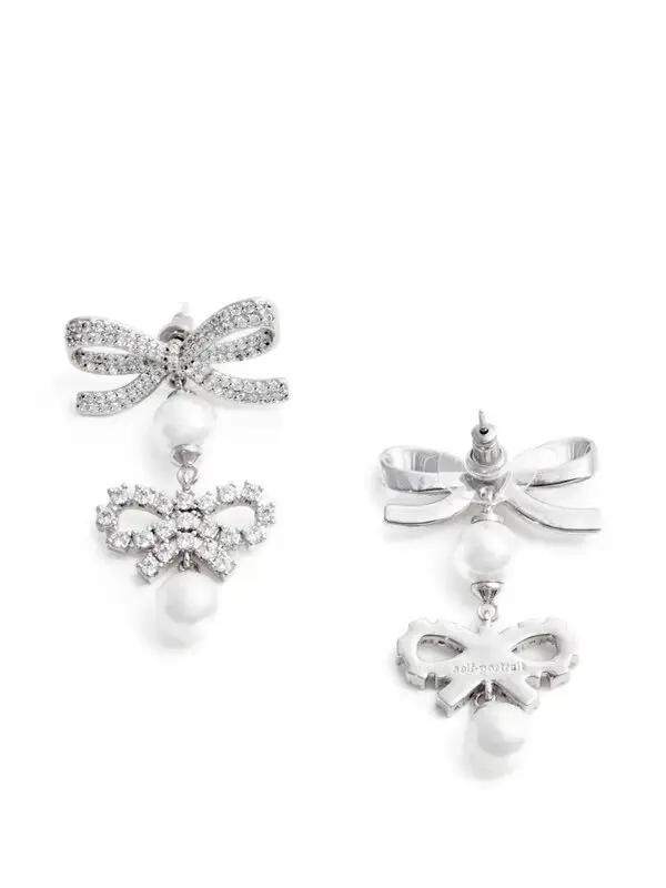 SELF-PORTRAIT Double-bow Faux Pearl Drop Earrings