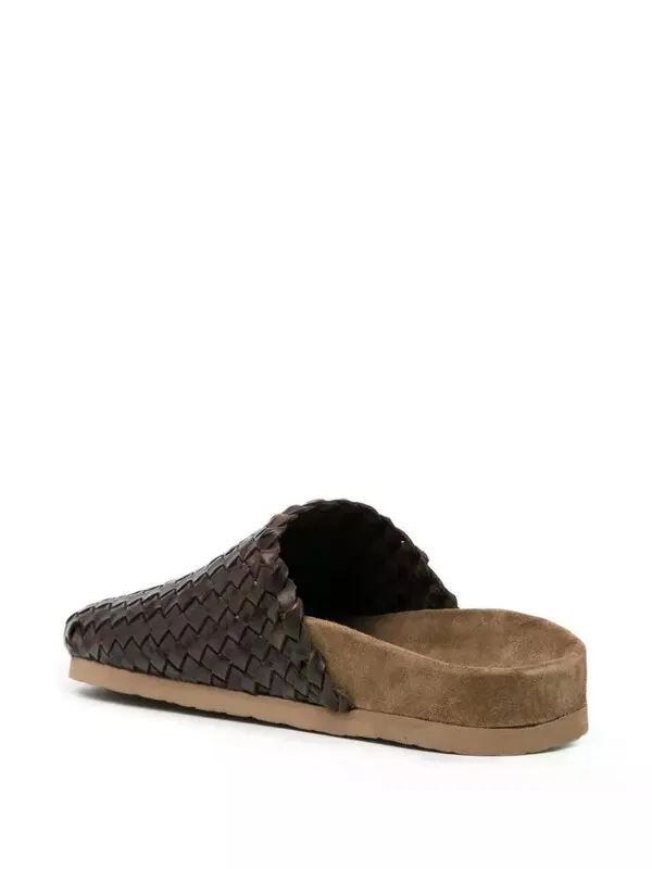 Dragon Diffusion Woven Leather Mules - Brown