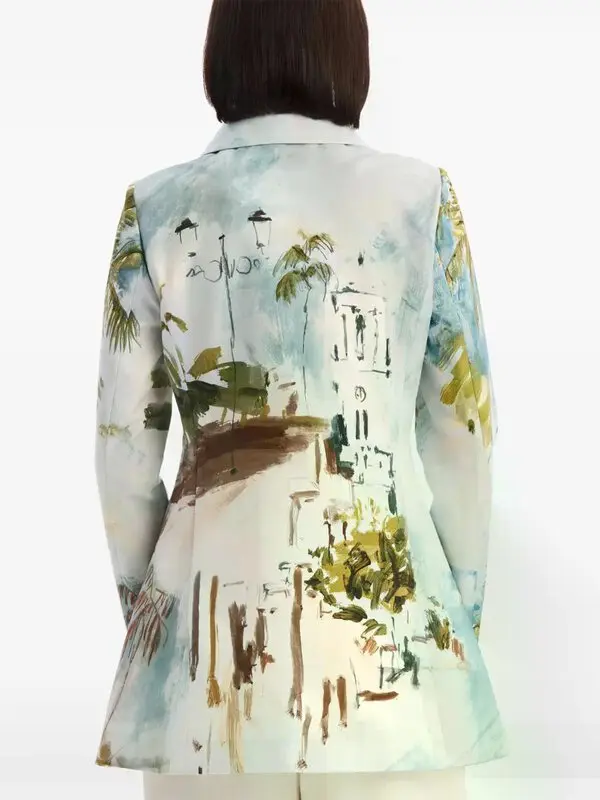 Oscar De La Renta Dominican Landscape Cotton Poplin Coat - Neutrals