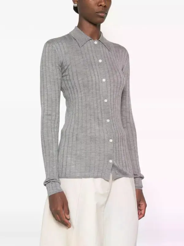 TOTEME Ribbed Knit Cardigan With Front Button Fastening