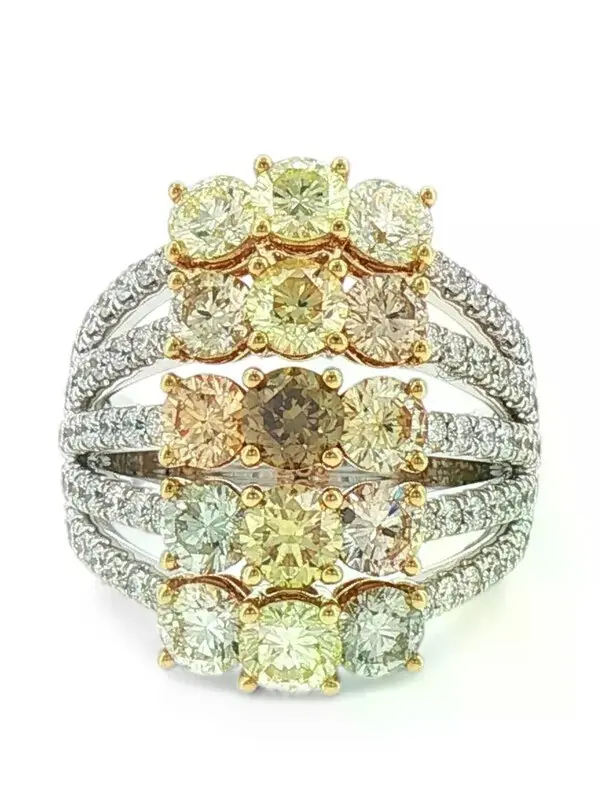 HYT JEWELRY Diamond Cocktail Ring In 18k White And Yellow Gold - Silver