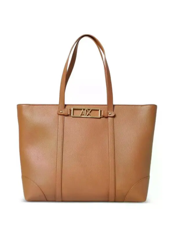 Armani Exchange Logo Plaque Tote Bag - Brown