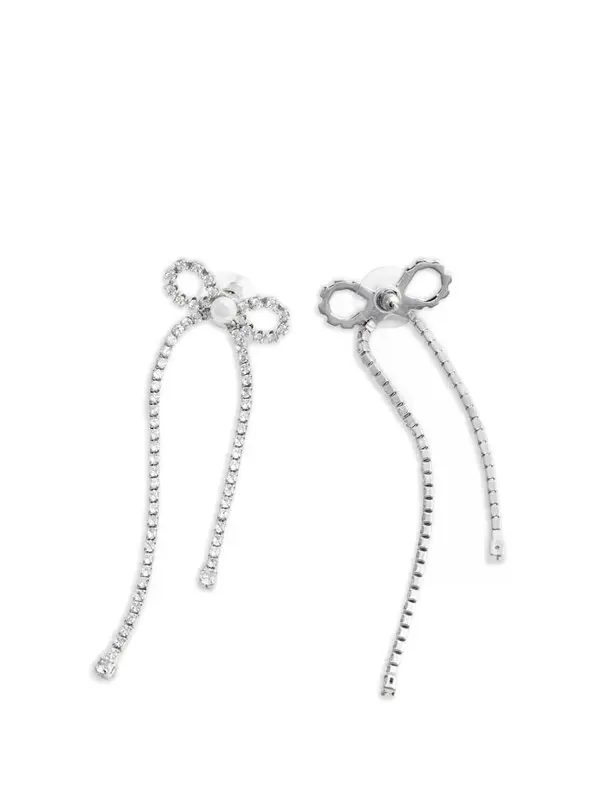 SELF-PORTRAIT Crystal Bow Drop Earrings - Silver