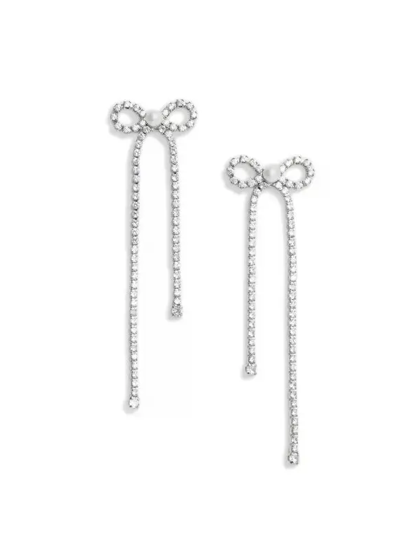 SELF-PORTRAIT Crystal Bow Drop Earrings
