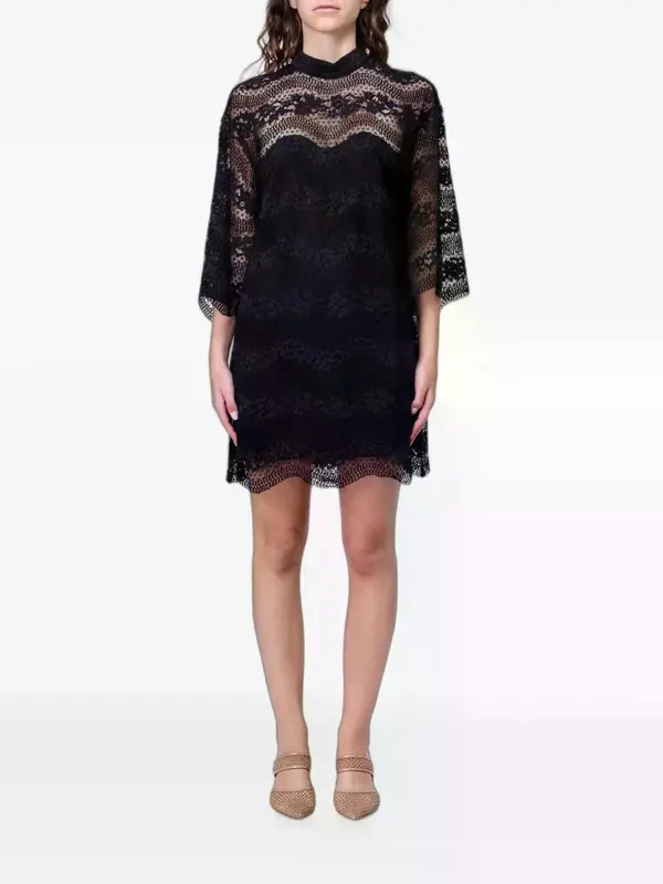 TWINSET Mini Dress With Lace Overlay - Black