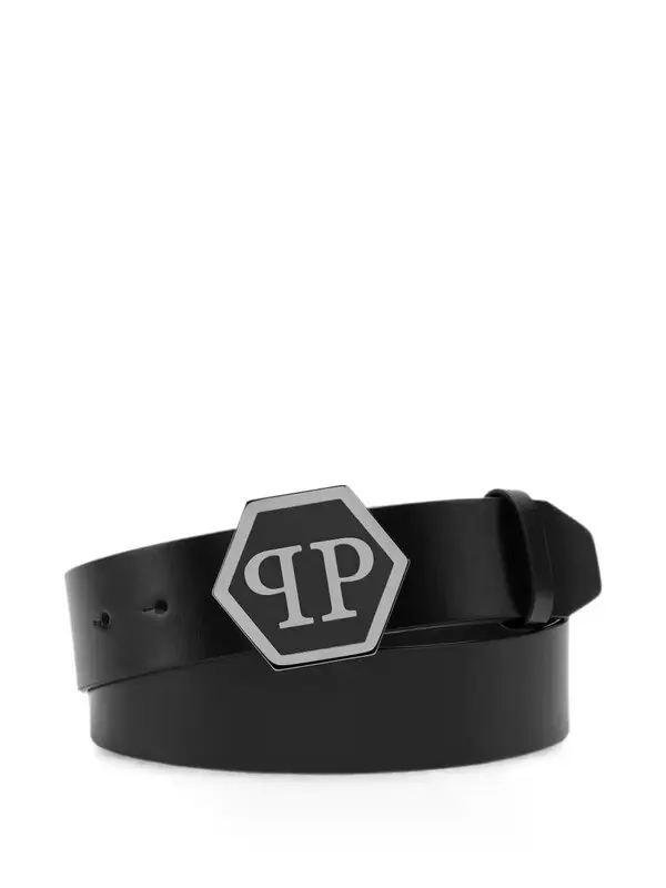 Philipp Plein Leather Belt Hexagon - Black