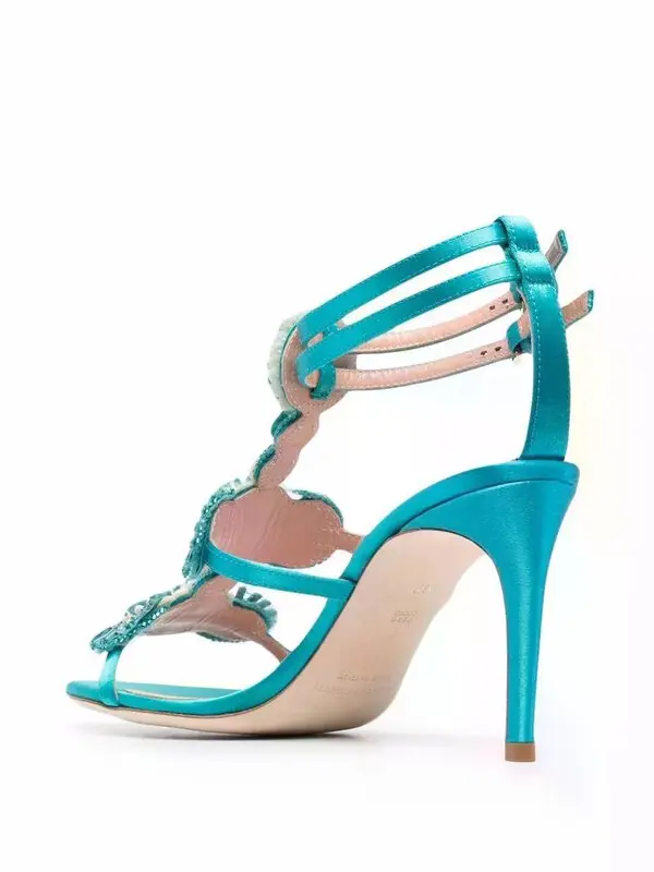 Alberta Ferretti Metallic Floral Embellished Sandals