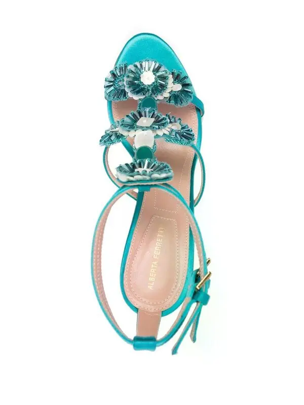 Alberta Ferretti Metallic Floral Embellished Sandals