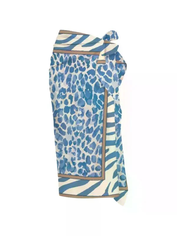 MC2 SAINT BARTH Safari Print Maxi Skirt - Blue