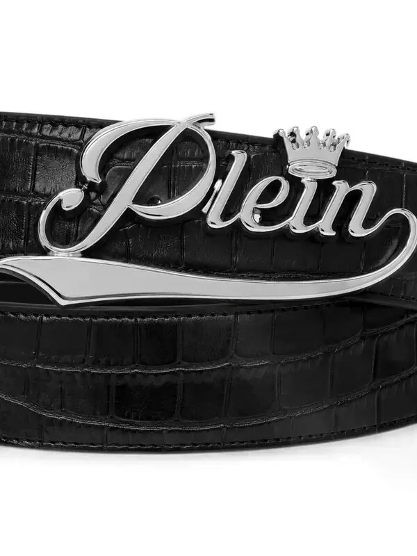 Philipp Plein Leather Belt King Cocco - Black