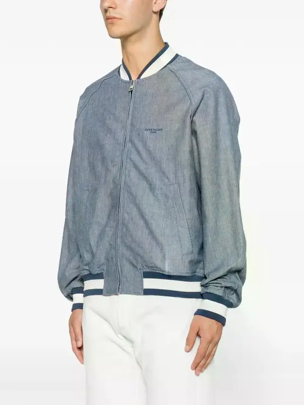 Givenchy Logo Embroidered Striped Bomber Jacket