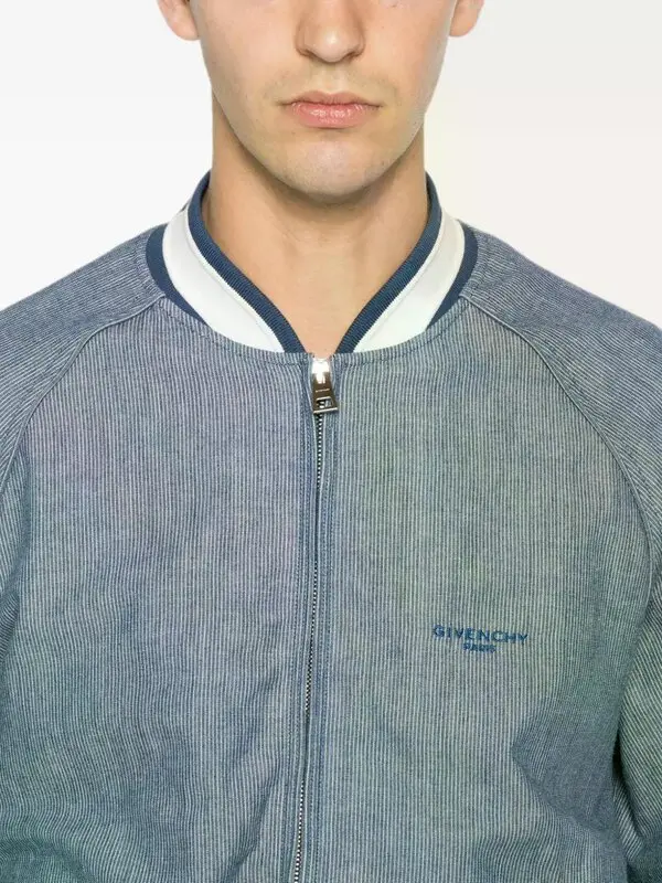 Givenchy Logo Embroidered Striped Bomber Jacket