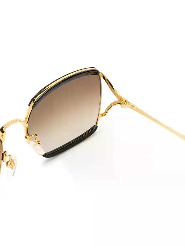 Gucci Gold Tone Square Frame Sunglasses
