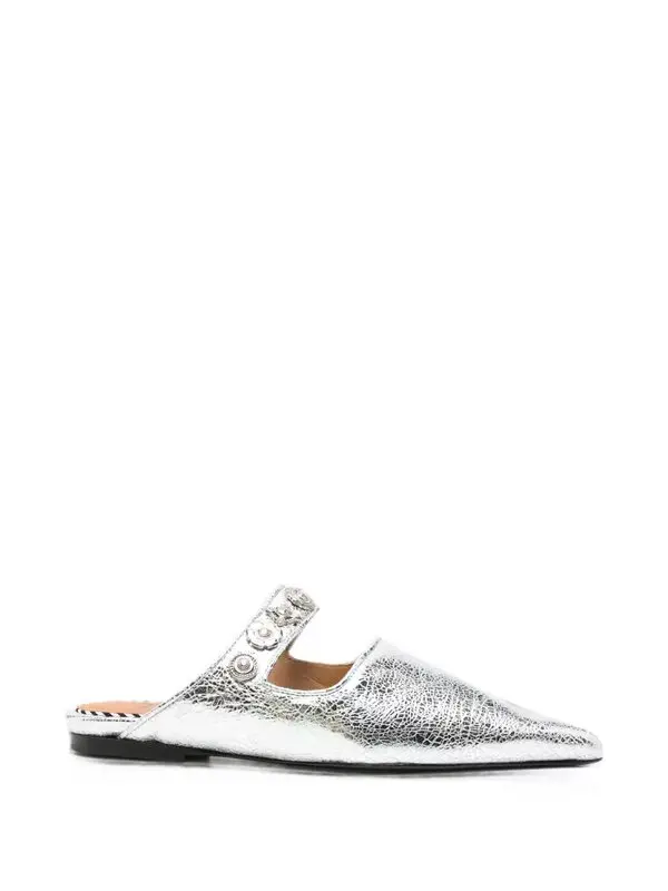 Toga Tone Stud-embellished Pointed-toe Mules - Silver