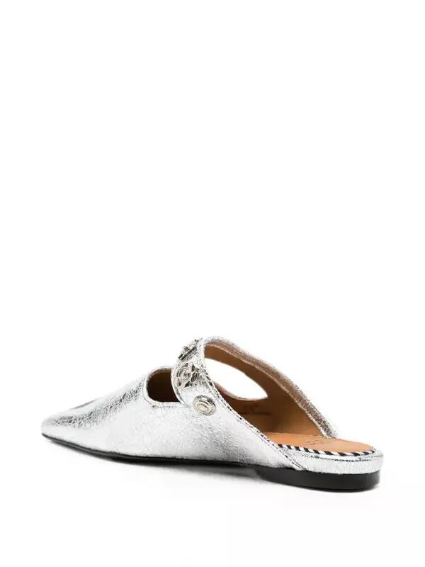 Toga Tone Stud-embellished Pointed-toe Mules - Silver