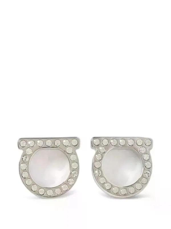 FERRAGAMO Gancini Crystal-embellished Earrings - Silver