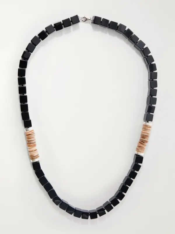 Le Sundial Sterling Silver, Onyx And Mother-of-pearl Beaded Necklace - Black
