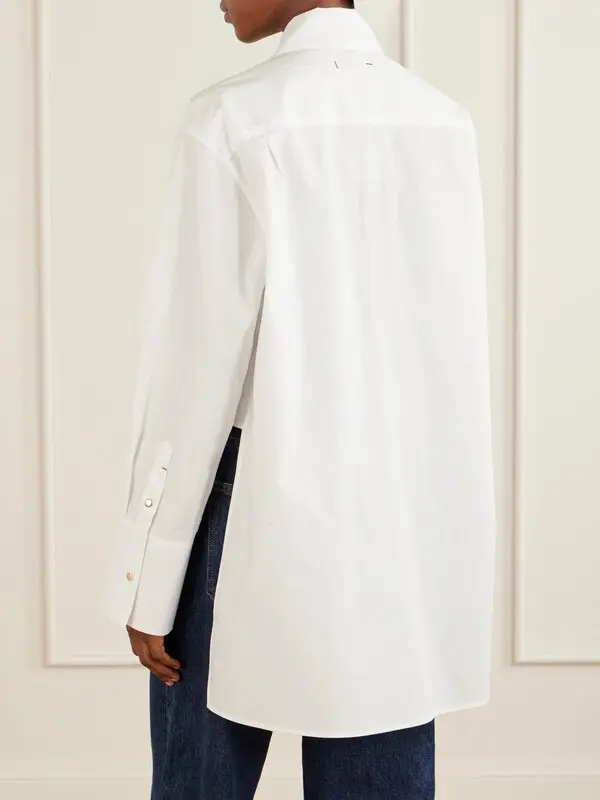 Ossou Tess Draped Cotton Poplin Shirt - Neutrals
