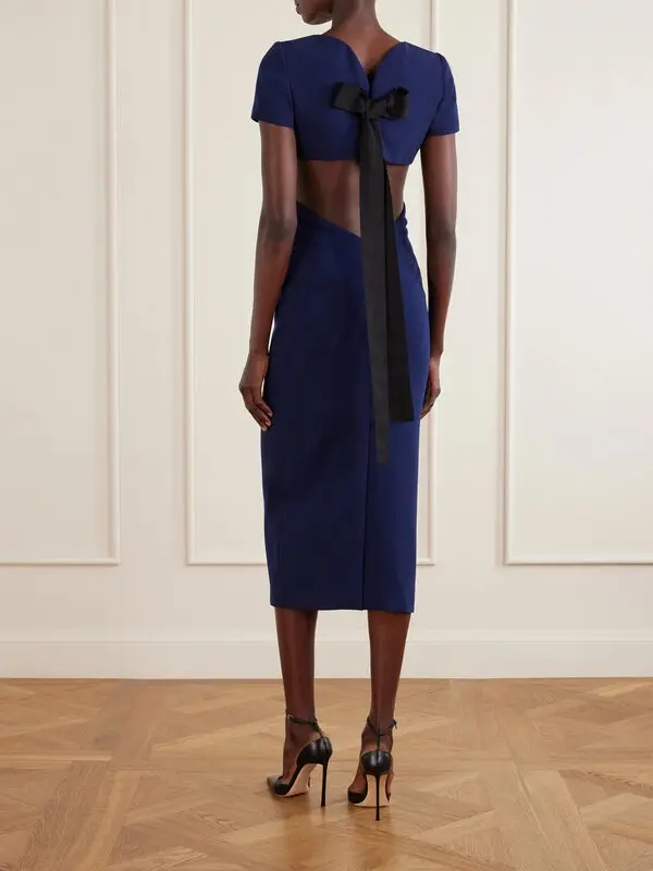 Carolina Herrera Bow-embellished Cut-out Crepe Midi Dress