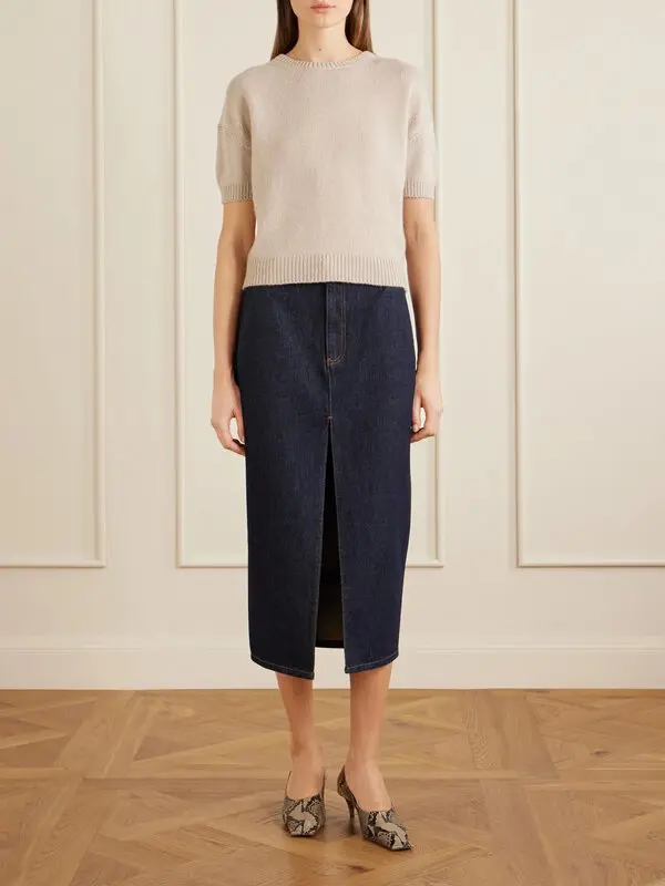 Khaite Anden Denim Midi Skirt