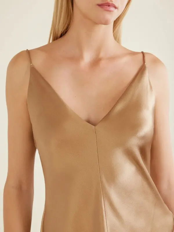 Gabriela Hearst Maria Silk-satin V-neck Tank - Neutrals