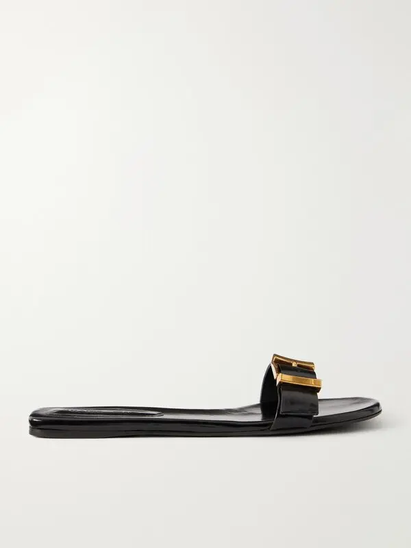 Khaite Manhattan Buckled Leather Flat Sandals - Black