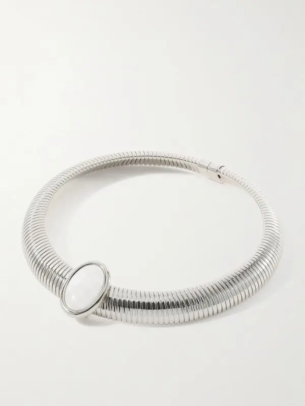 JULIETTA Opyum Rhodium-plated Moonstone Necklace - Silver
