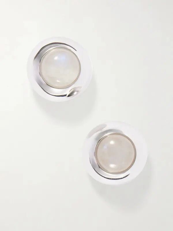 JULIETTA Bombé Rhodium-plated Moonstone Earrings - Silver