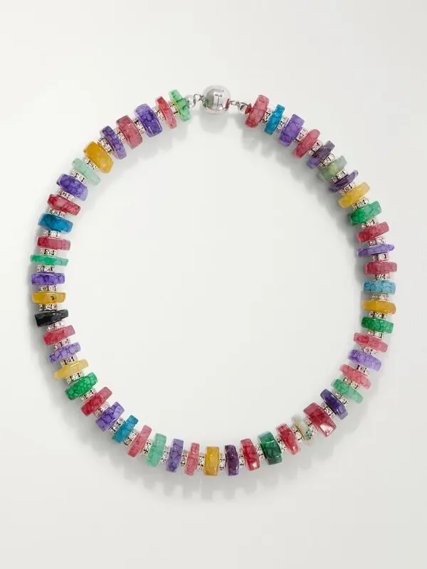JULIETTA Mira Rhodium-plated -stone Beaded Necklace - Multi