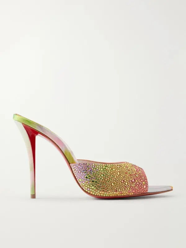 CHRISTIAN LOUBOUTIN Miss Z Crystal-embellished Satin Mules - Multi