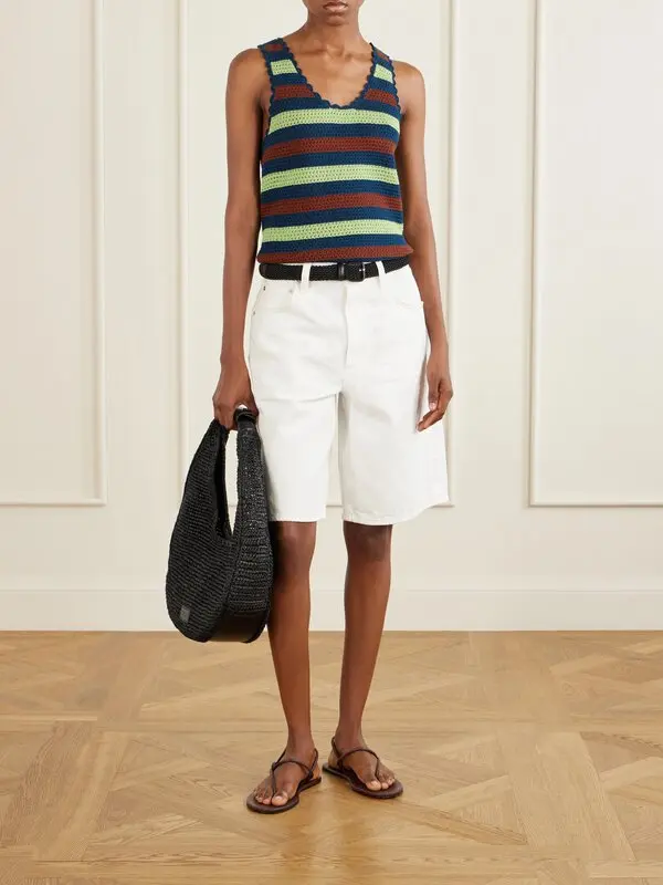 Escvdo Santos Striped Crocheted Cotton Tank