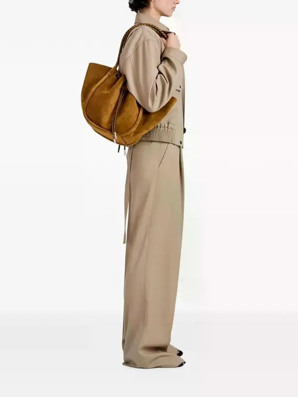 Proenza Schouler Large Ruched Tote In Suede And Braided Calfskin - Brown