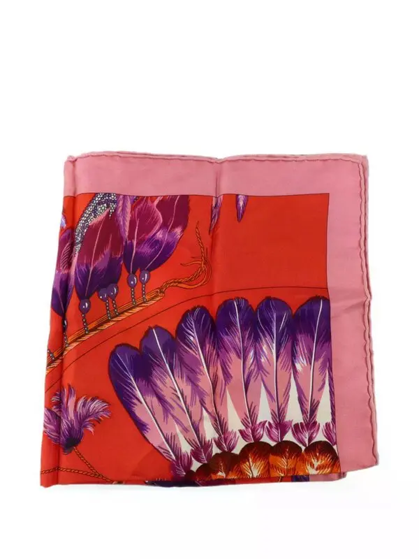 Hermès Brazil Ii Feather-print Silk Scarf - Pink