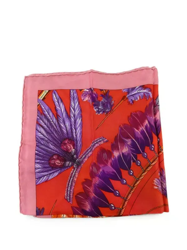 Hermès Brazil Ii Feather-print Silk Scarf - Pink