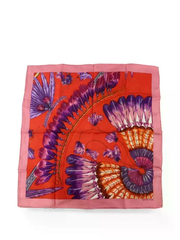 Hermès Brazil Ii Feather-print Silk Scarf - Pink