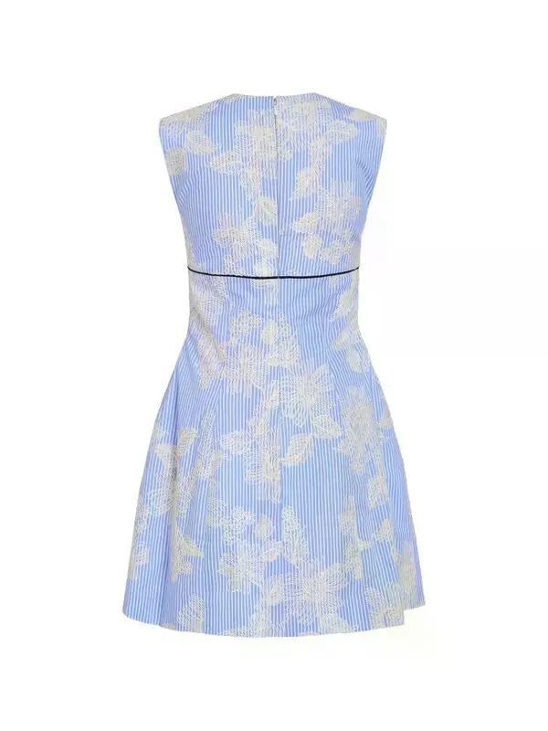 MARKARIAN Bonnie Floral-embroidered Striped Mini Dress