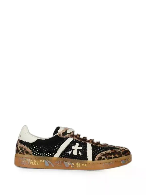 Premiata Bonnie Leopard-print Perforated Lace-up Sneakers